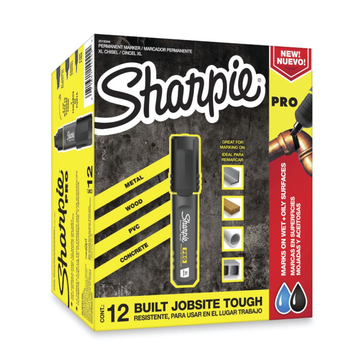 Sharpie PRO Permanent Marker 12pk, XL Chisel, Black, 2018344